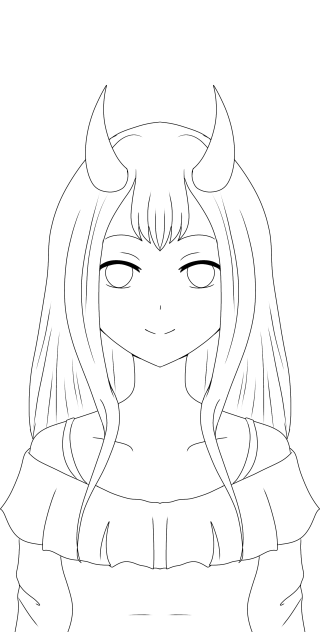 Demon girl (lineart) - ibisPaint