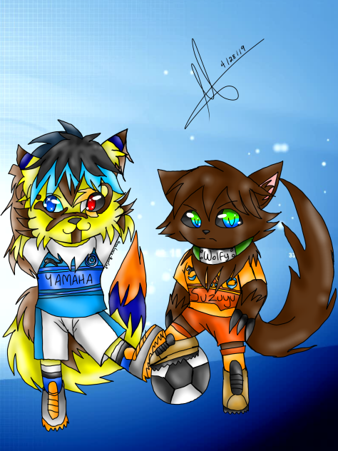 Orange Wolf and Wolfy - ibisPaint