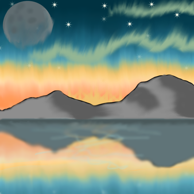 Sunset with moon - ibisPaint