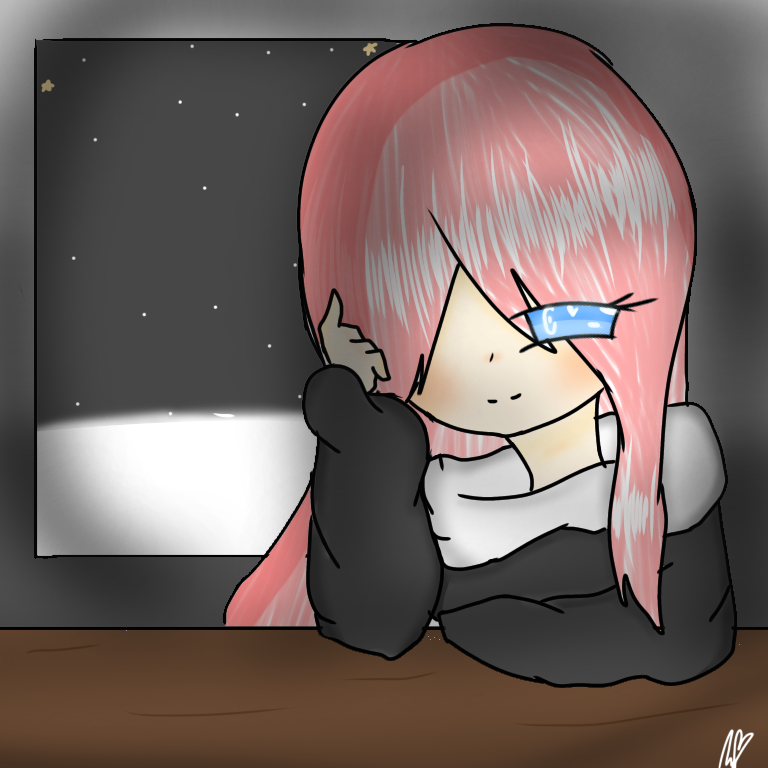 Littel girl waiting for something - ibisPaint