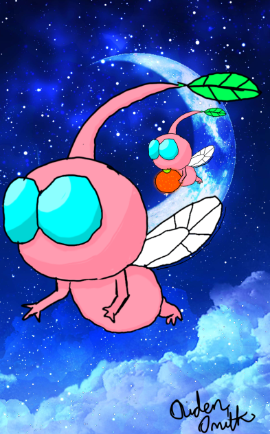 Winged Pikmin in the moonlight - ibisPaint