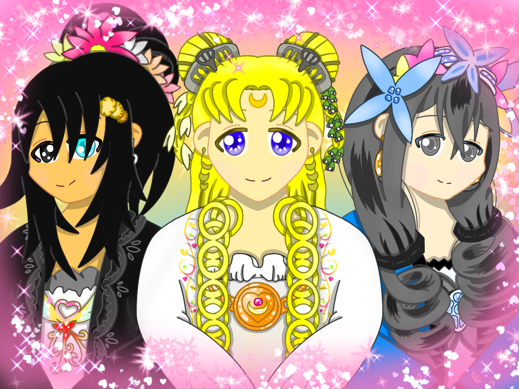TikaChan, Usagi, Bronya in Kebayan - ibisPaint