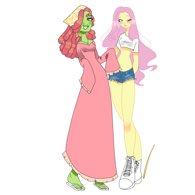 Fluttershy and tree hugger - ibisPaint