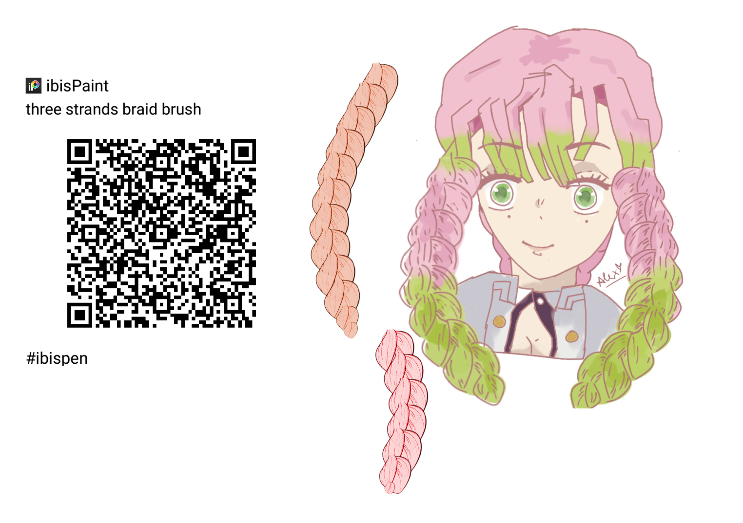 Three Strands Braid hair brush - ibisPaint