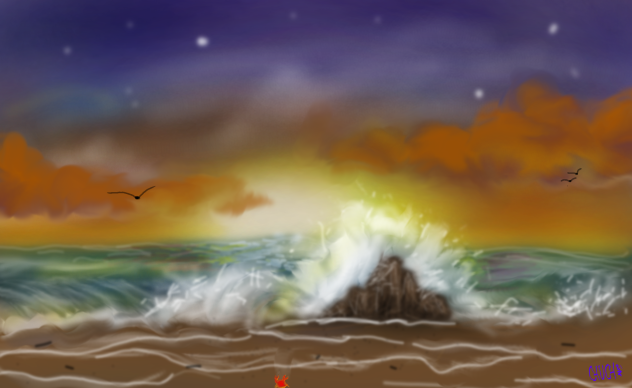 beach sunset - ibisPaint