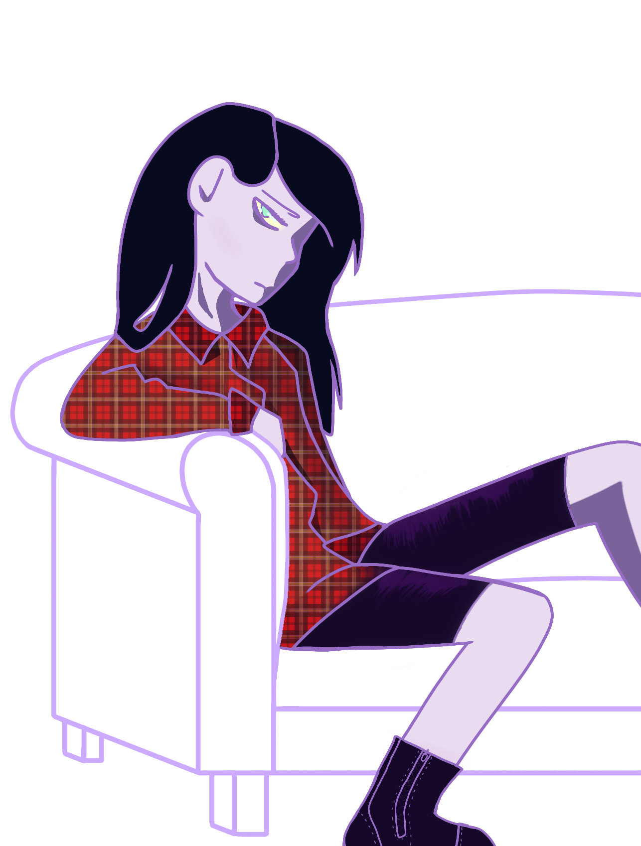 Unfinished girl on couch - ibisPaint
