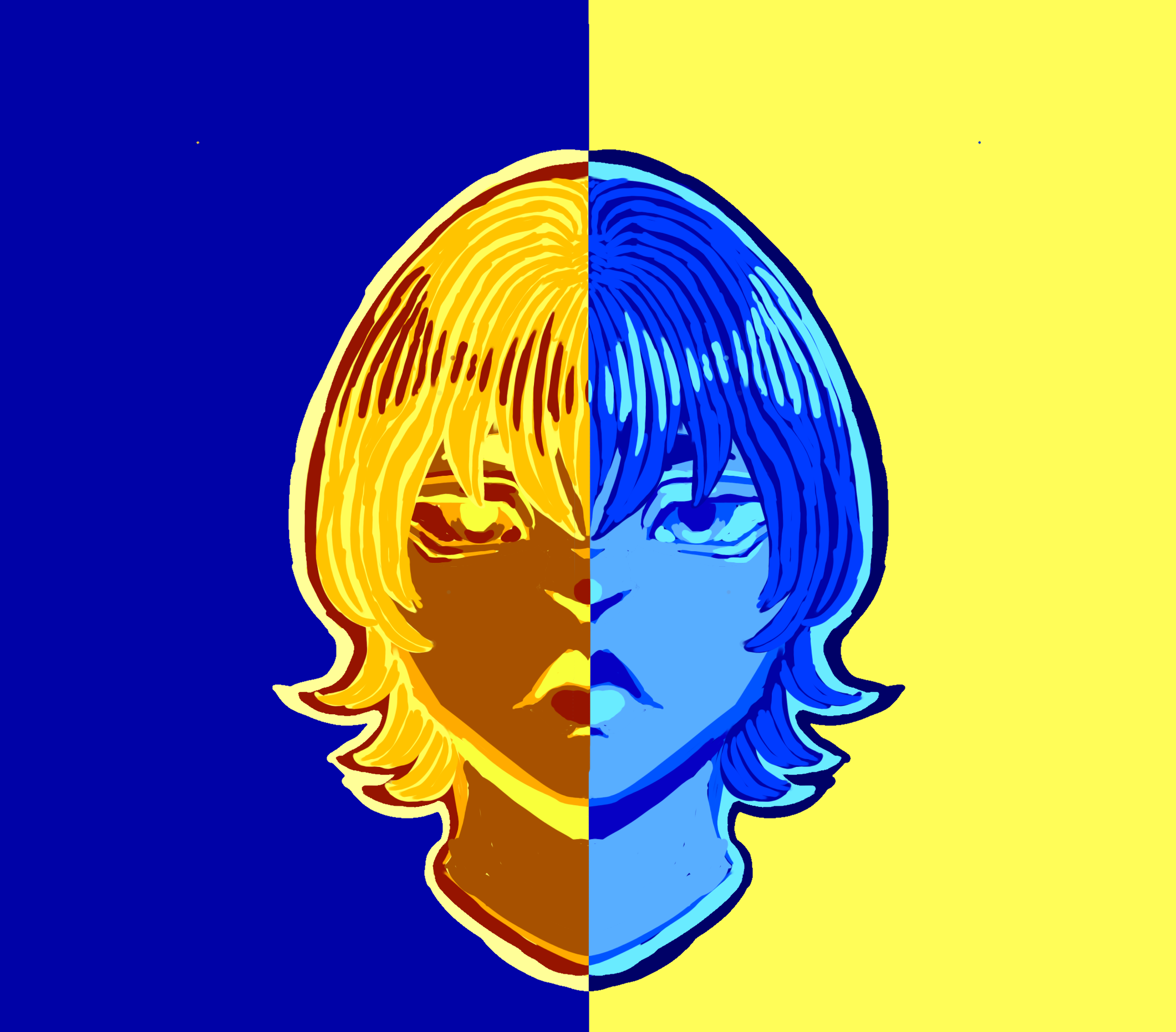 blue and yellow split - ibisPaint