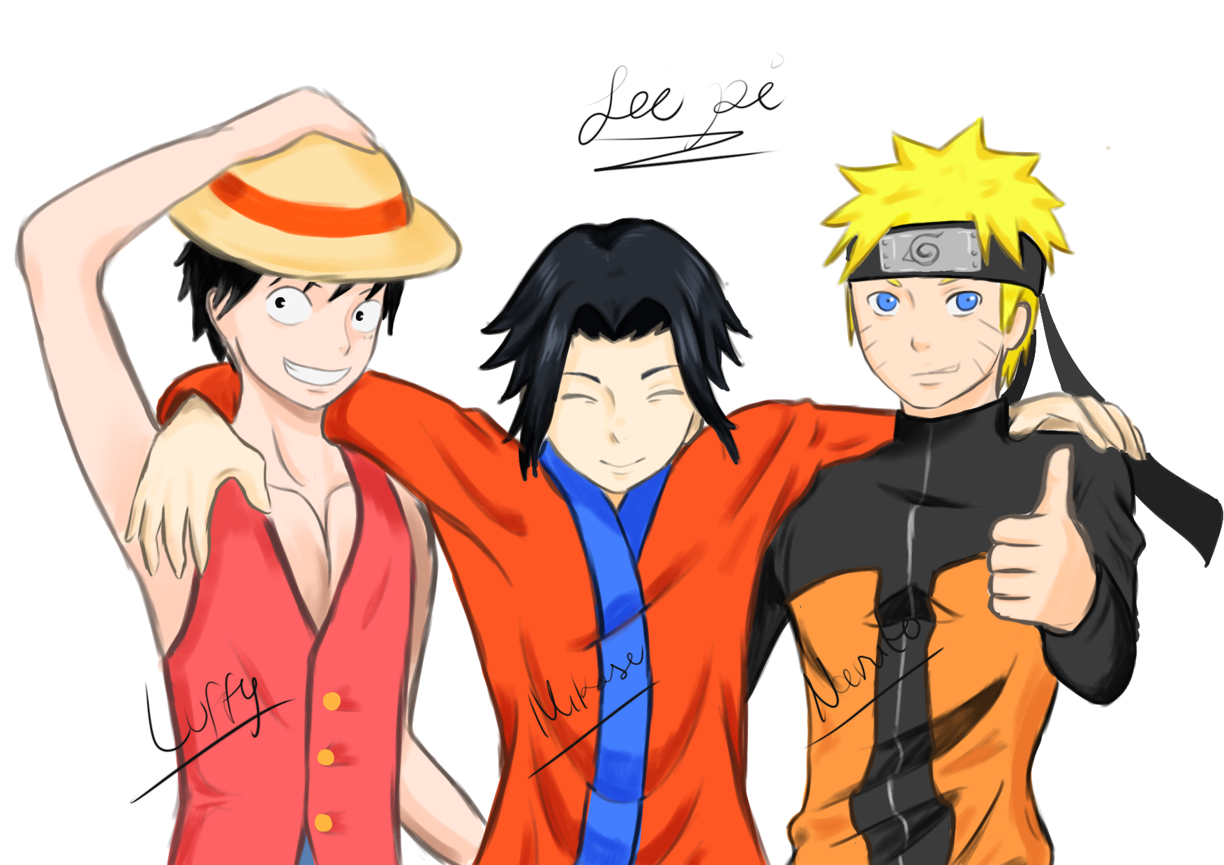 luffy, mikosu, naruto - ibisPaint