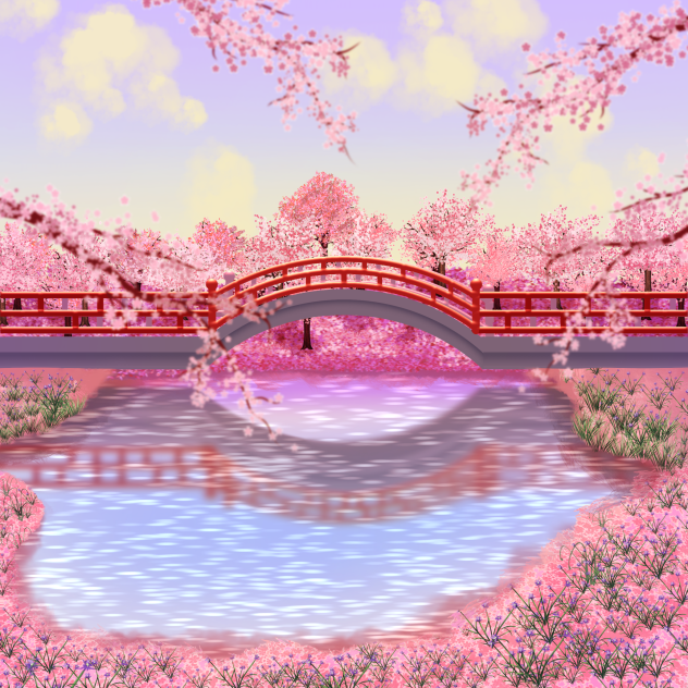 bridge on the lake - ibisPaint