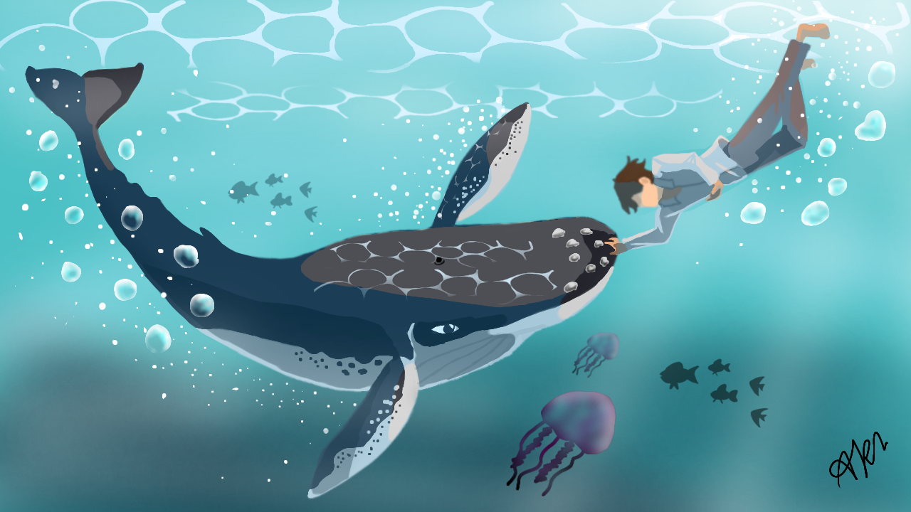 Dive with whale - ibisPaint