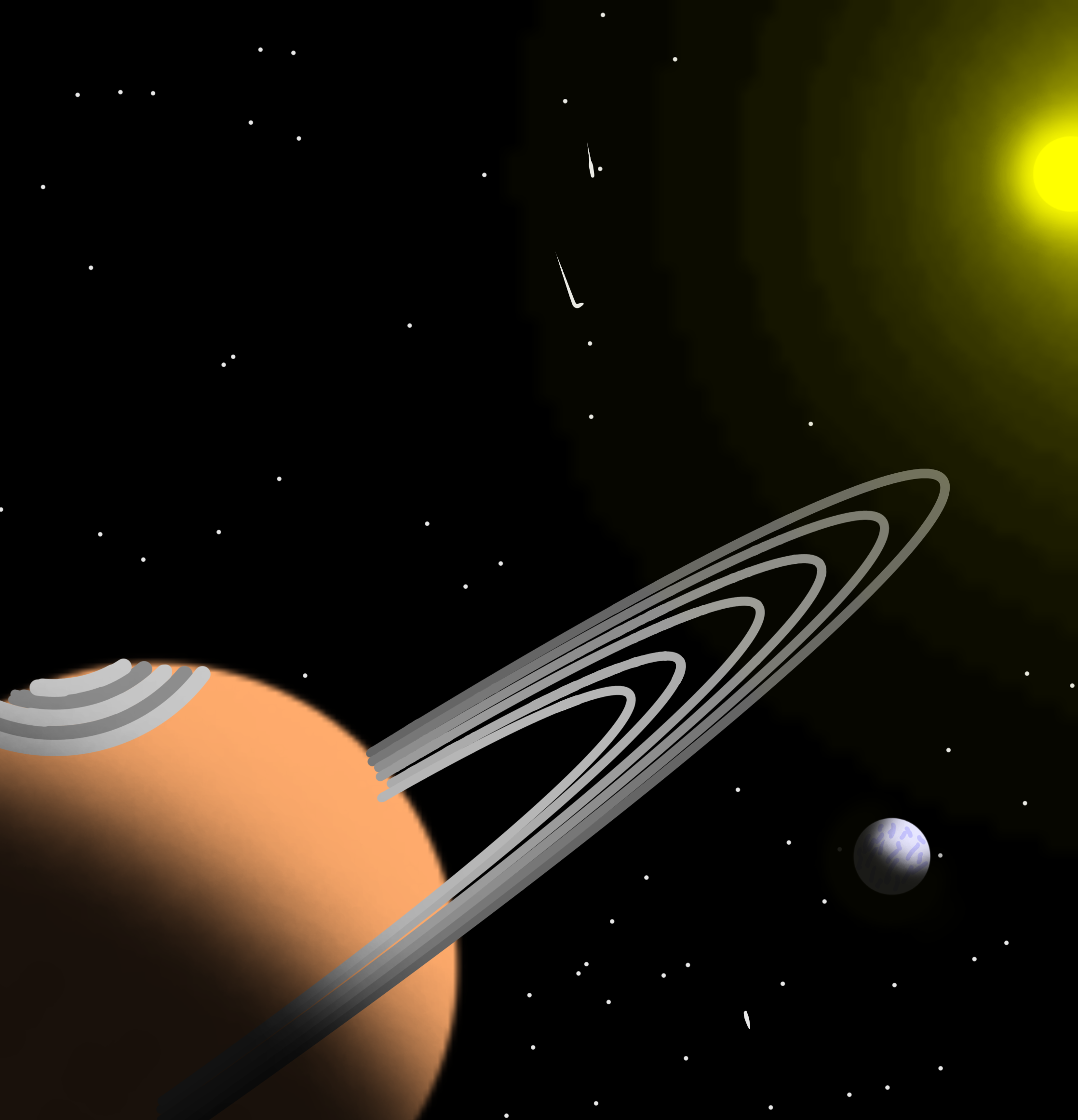 Sun’ Saturn’ and Enceladus - ibisPaint