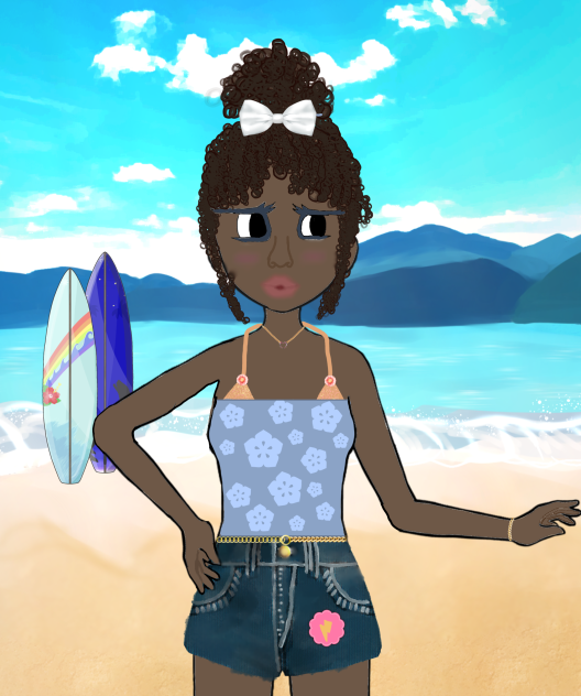 Girl at beach - ibisPaint