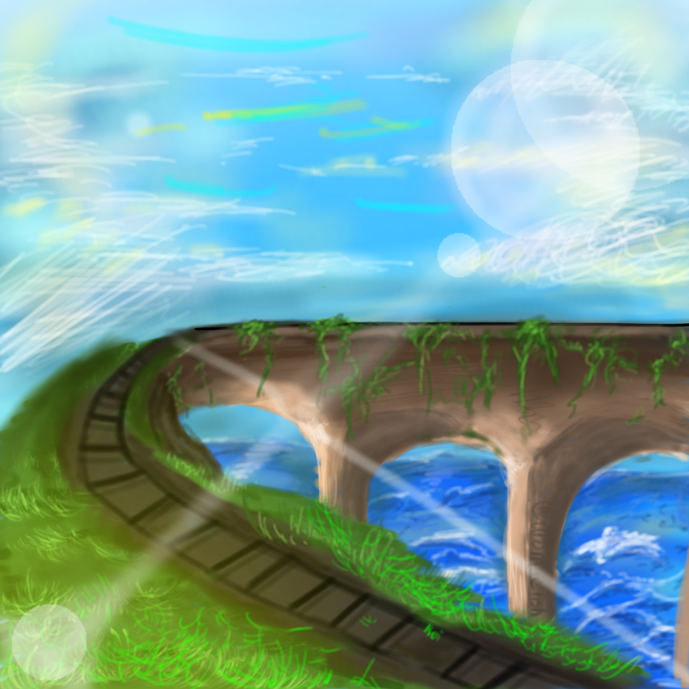 Sea side train tracks - ibisPaint
