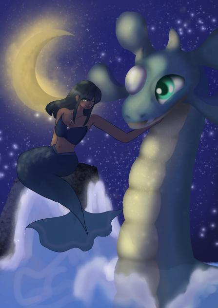 A siren and her loyal friend - ibisPaint