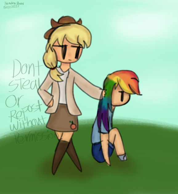 Applejack tries to cheer up Rainbow Dash - ibisPaint