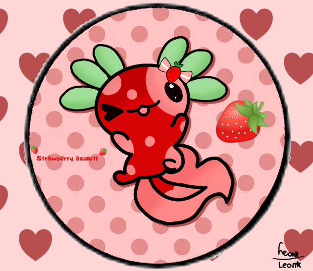 Strawberry axolotl 🍓 - ibisPaint