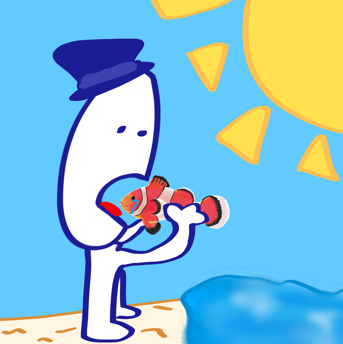 Man consuming a fish - ibisPaint