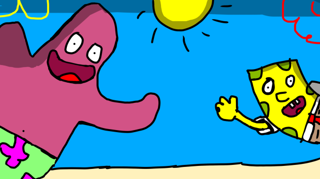 SpongeBob and Patrick dancing in the sun - ibisPaint