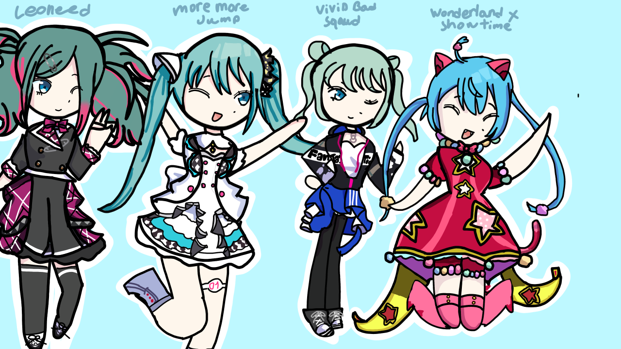 Different sekai mikus - ibisPaint