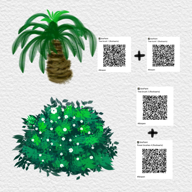 Palm tree brush and Bush brushes - ibisPaint