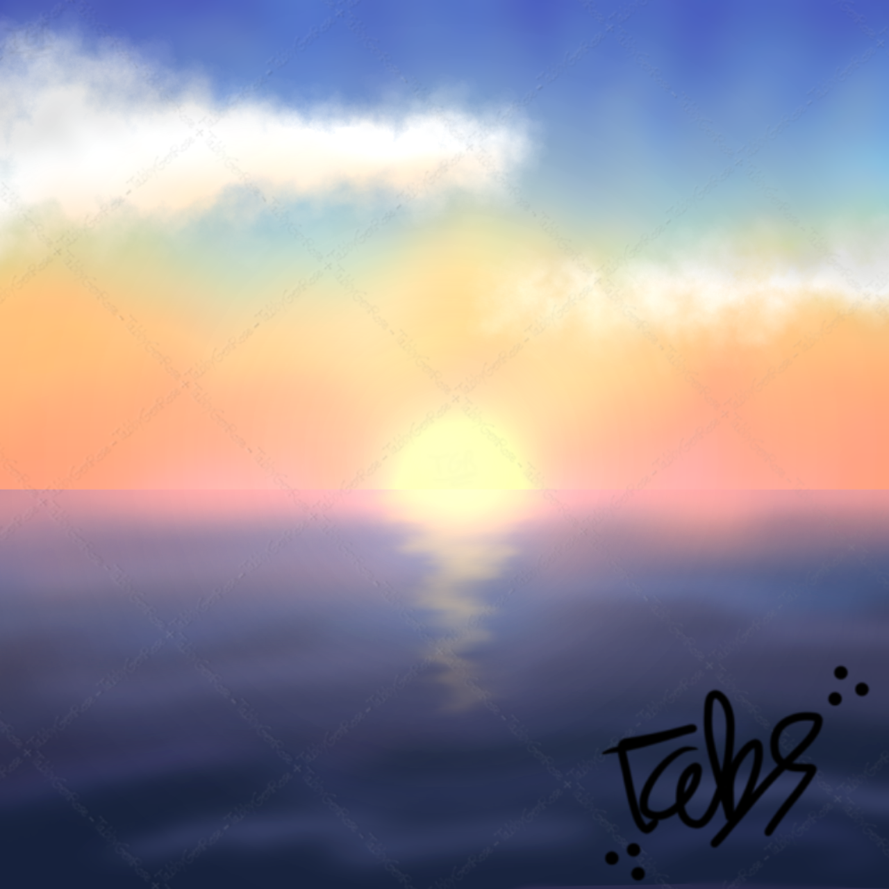 Sea sunrise - ibisPaint