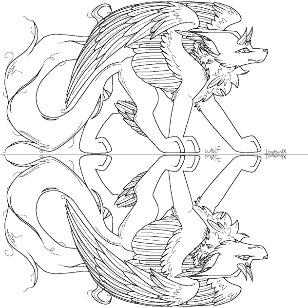 Mirrored Wolf Angel Coloring Page - ibisPaint