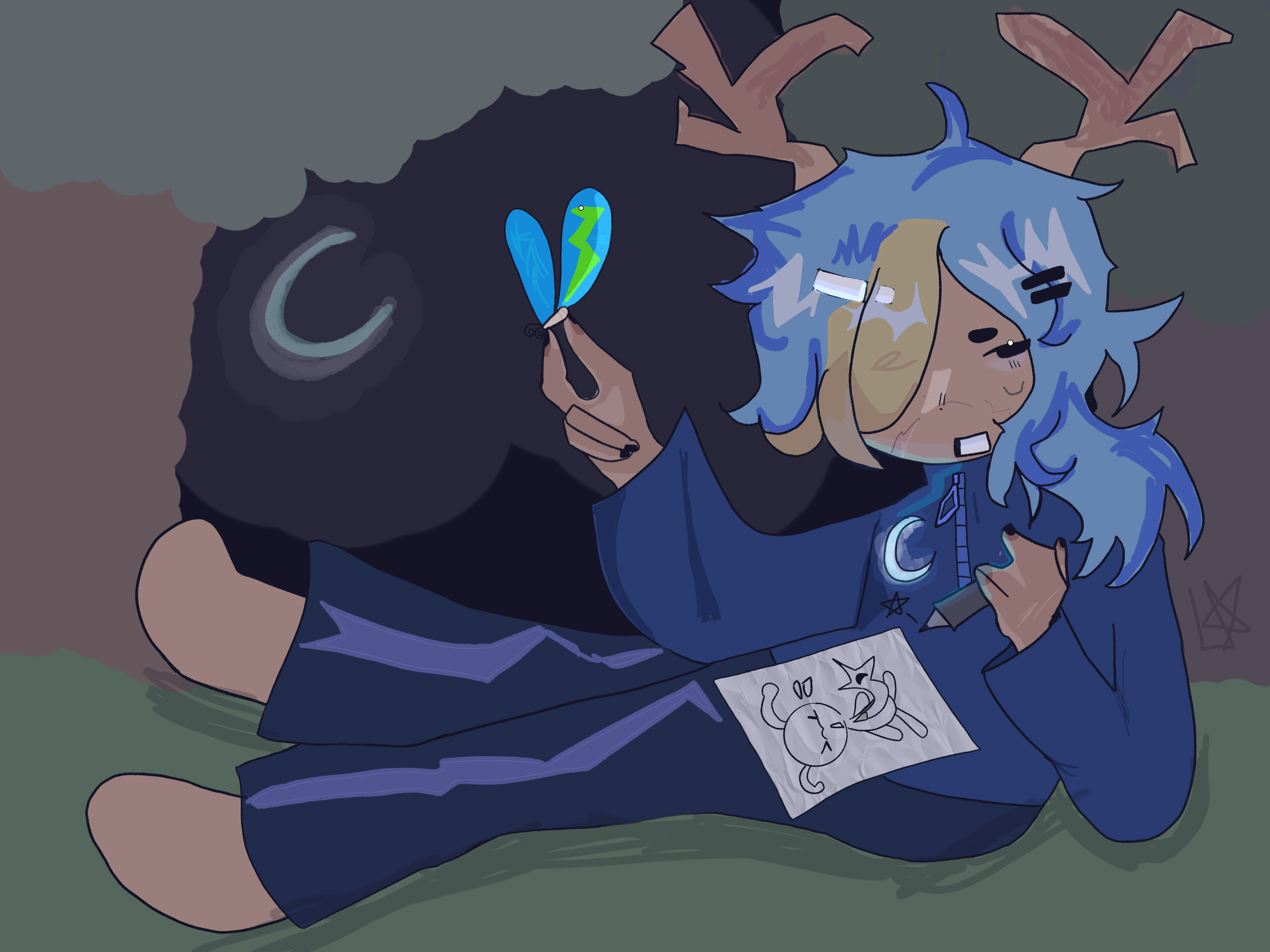 Butterfly in the dark, how odd - ibisPaint