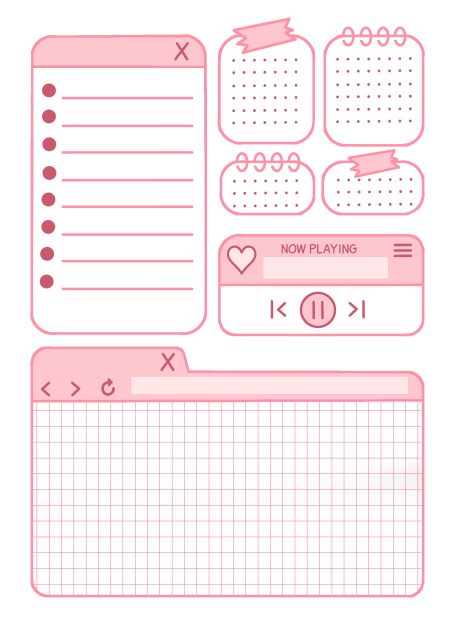 Cute Computer Windows Template Pink - ibisPaint