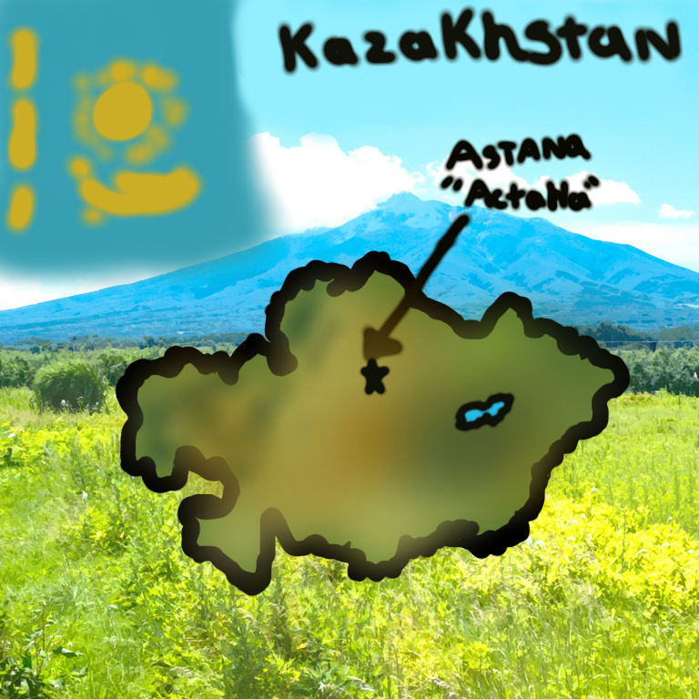 Kazakhstan country and flag - ibisPaint