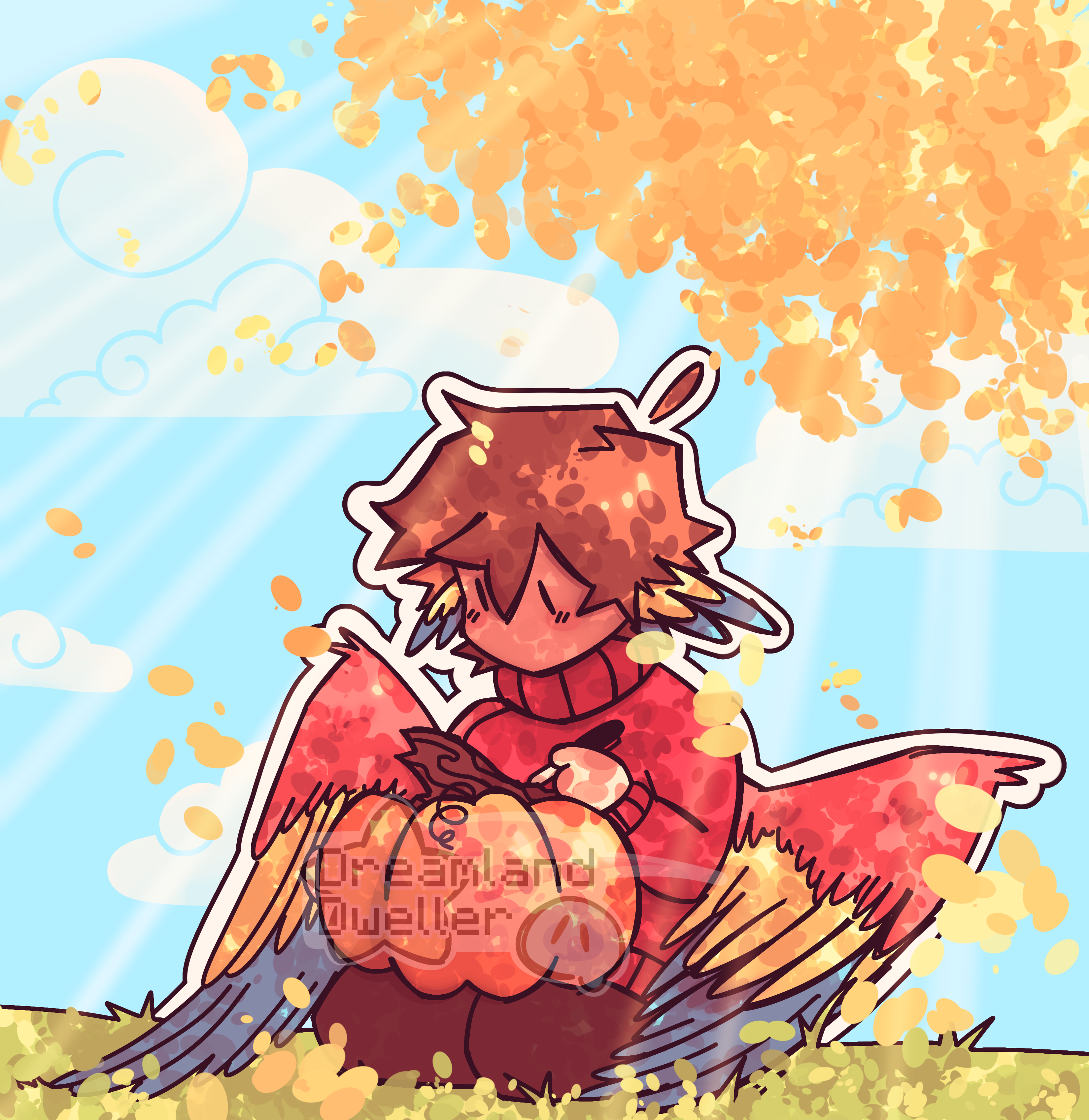 Grian drawing on a pumpkin - ibisPaint