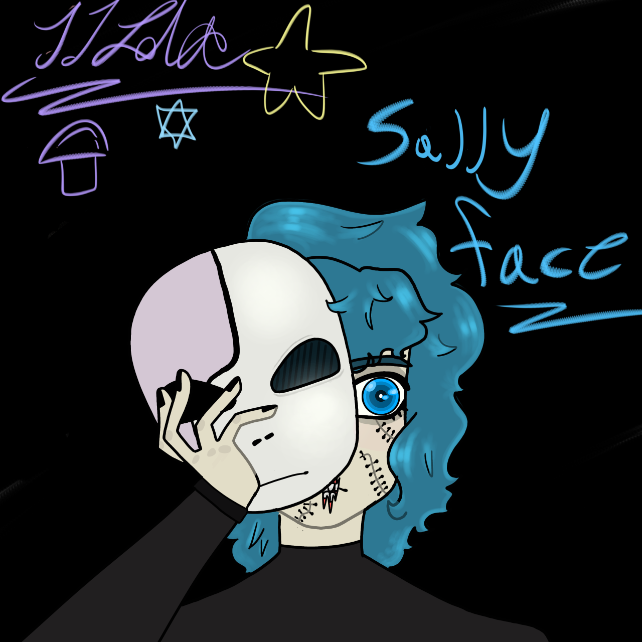 Sally face 🫐🧿💙 📀💿📀💿🤟🏾💅🏾 - ibisPaint