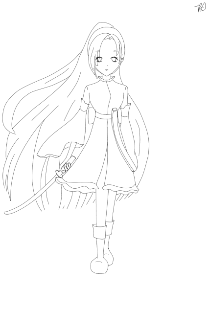 Beautiful Warrior (Lineart) - ibisPaint