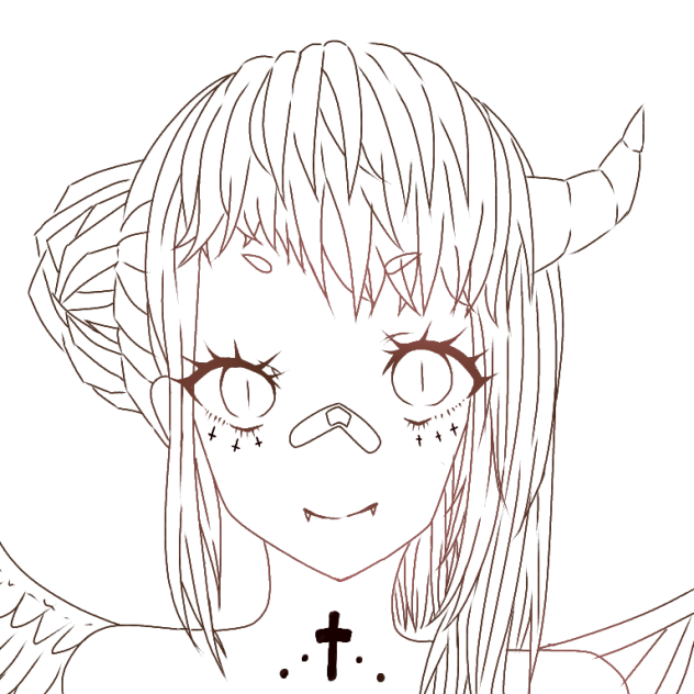 Angel&Devil。線画。 - ibisPaint