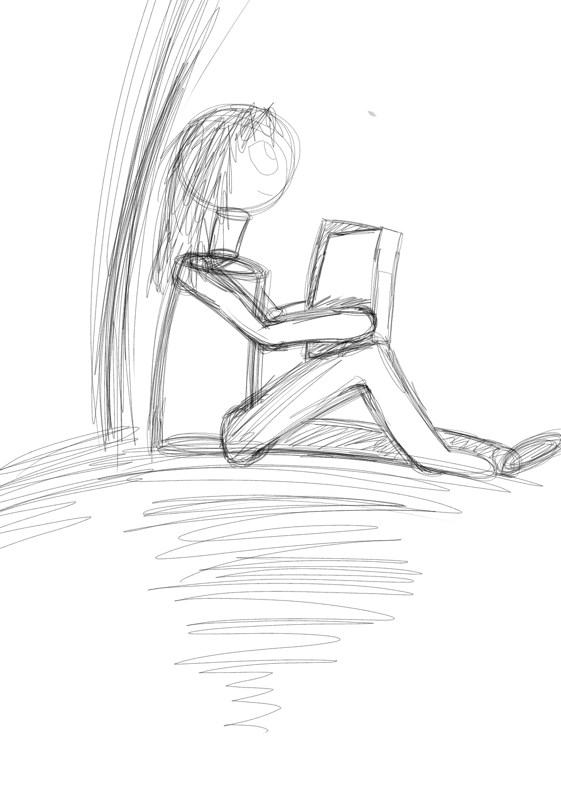 just sitting under a tree and reading. - ibisPaint