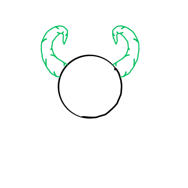 How to draw curved downwards point horns - ibisPaint