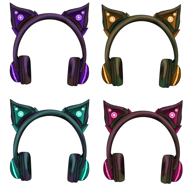 Cat ear headphones - ibisPaint