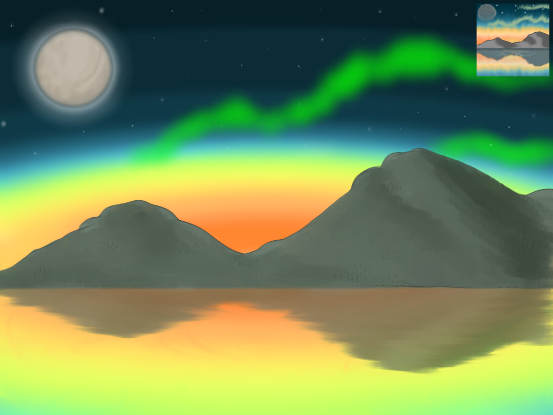 Redraw of first post (Sunset with moon) - ibisPaint