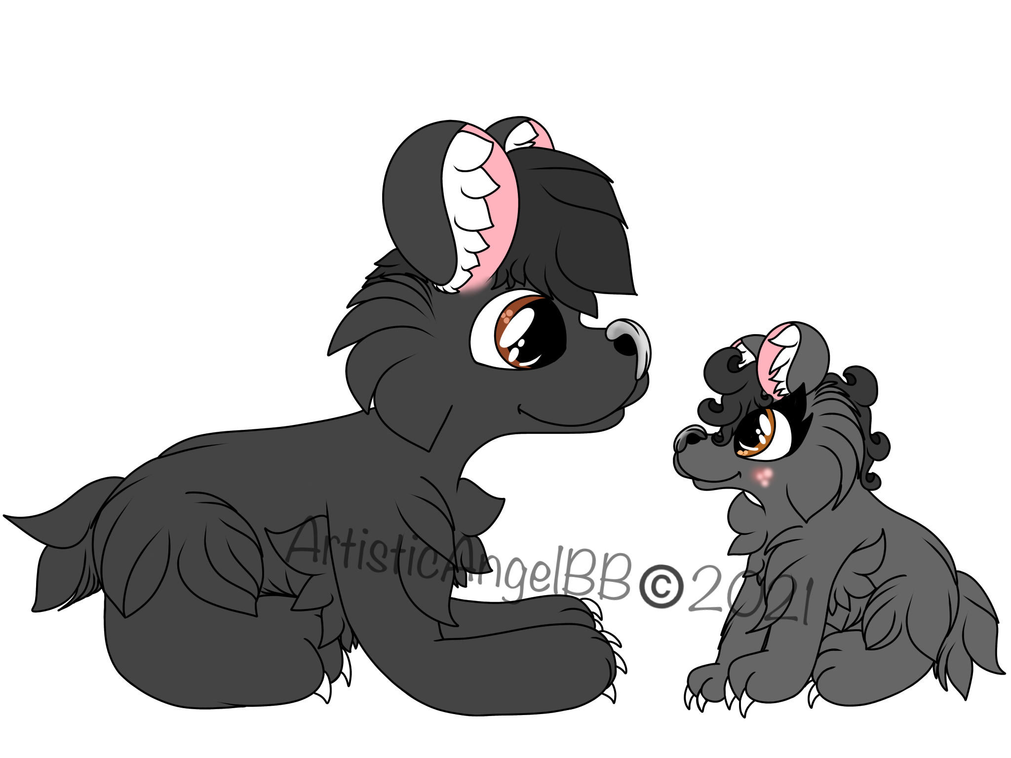 Black Father And Daughter Bears - ibisPaint