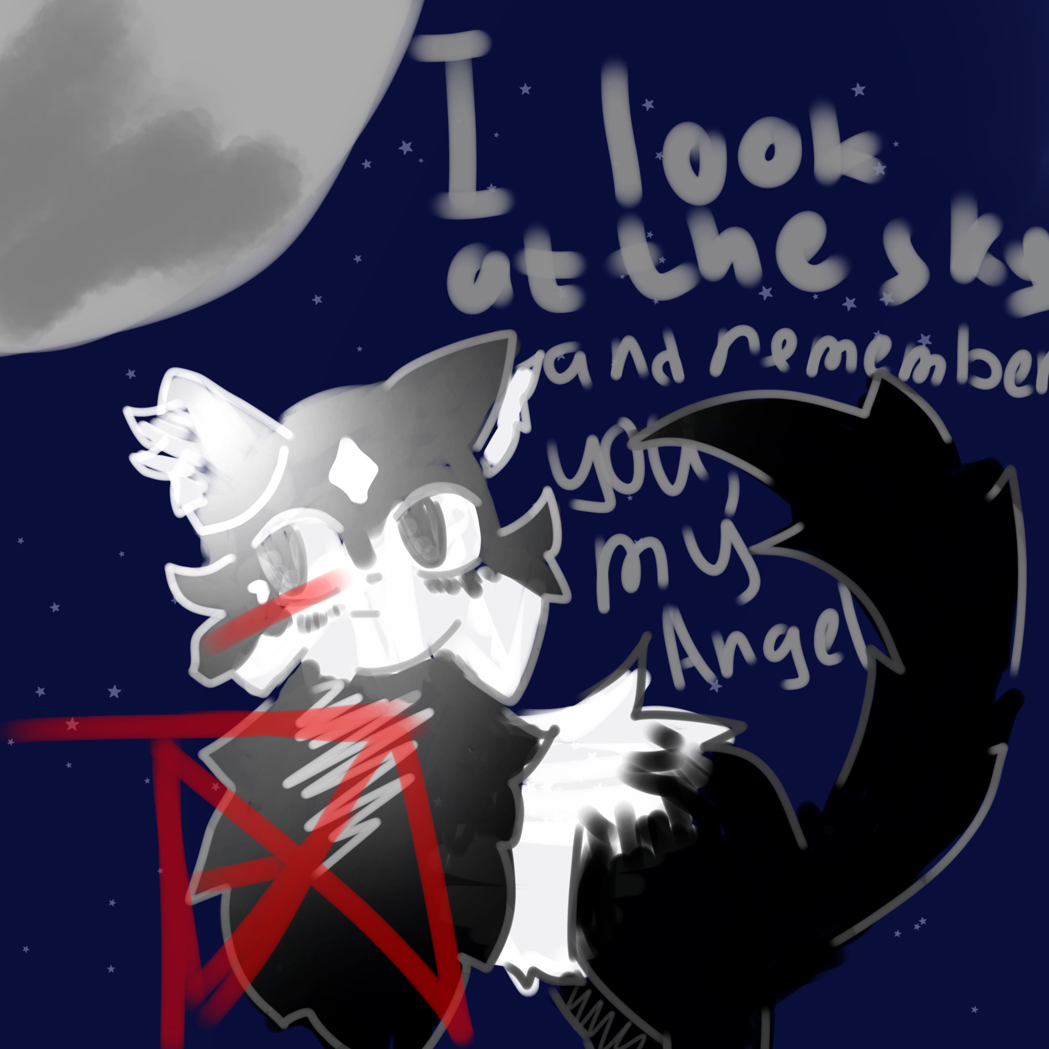 I look at the sky and remember you Angel - ibisPaint