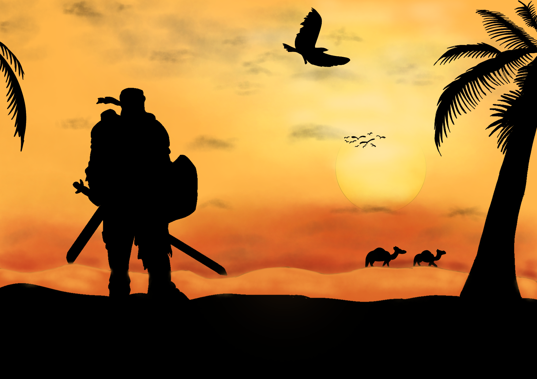 The knight at sunset - ibisPaint