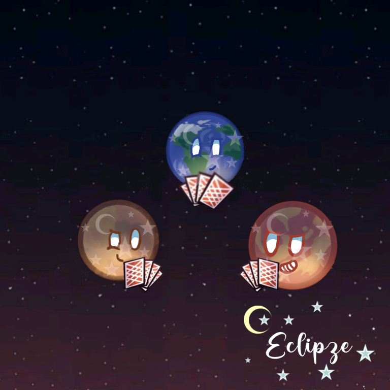 TIERRA, VENUS Y MARTE JUGANDO POKER ♡ - ibisPaint