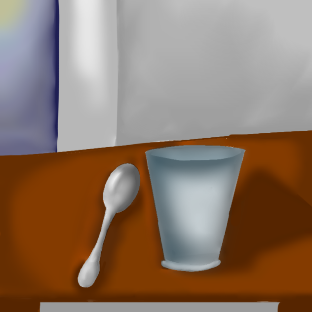 cup and spoon on table - ibisPaint