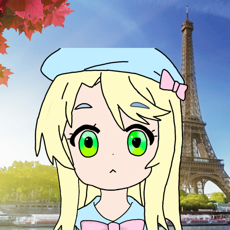 A confused girl in Paris パリの混乱した女の子 - ibisPaint