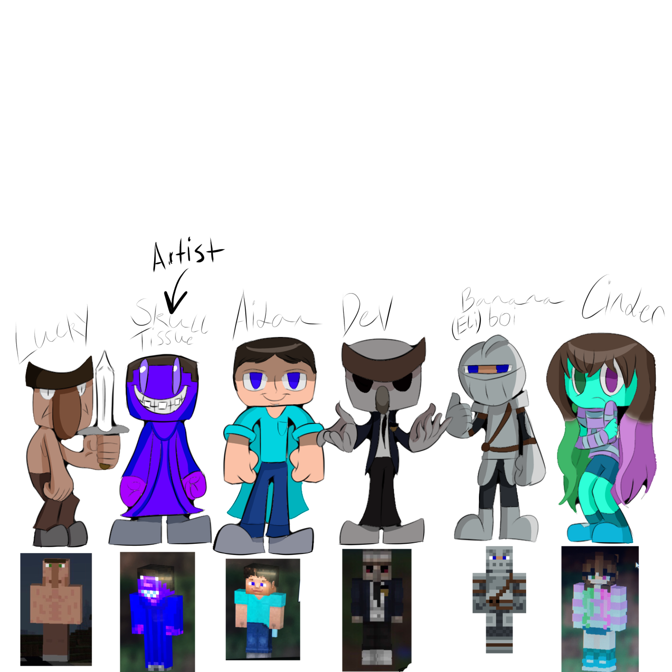 I drew all of my friends’ mc skins - ibisPaint