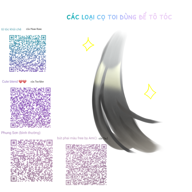 Các loại cọ toi dùng để tô tóc 👀 - ibisPaint