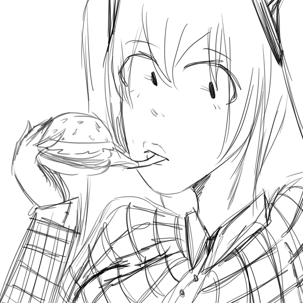 miku eating a burger - ibisPaint