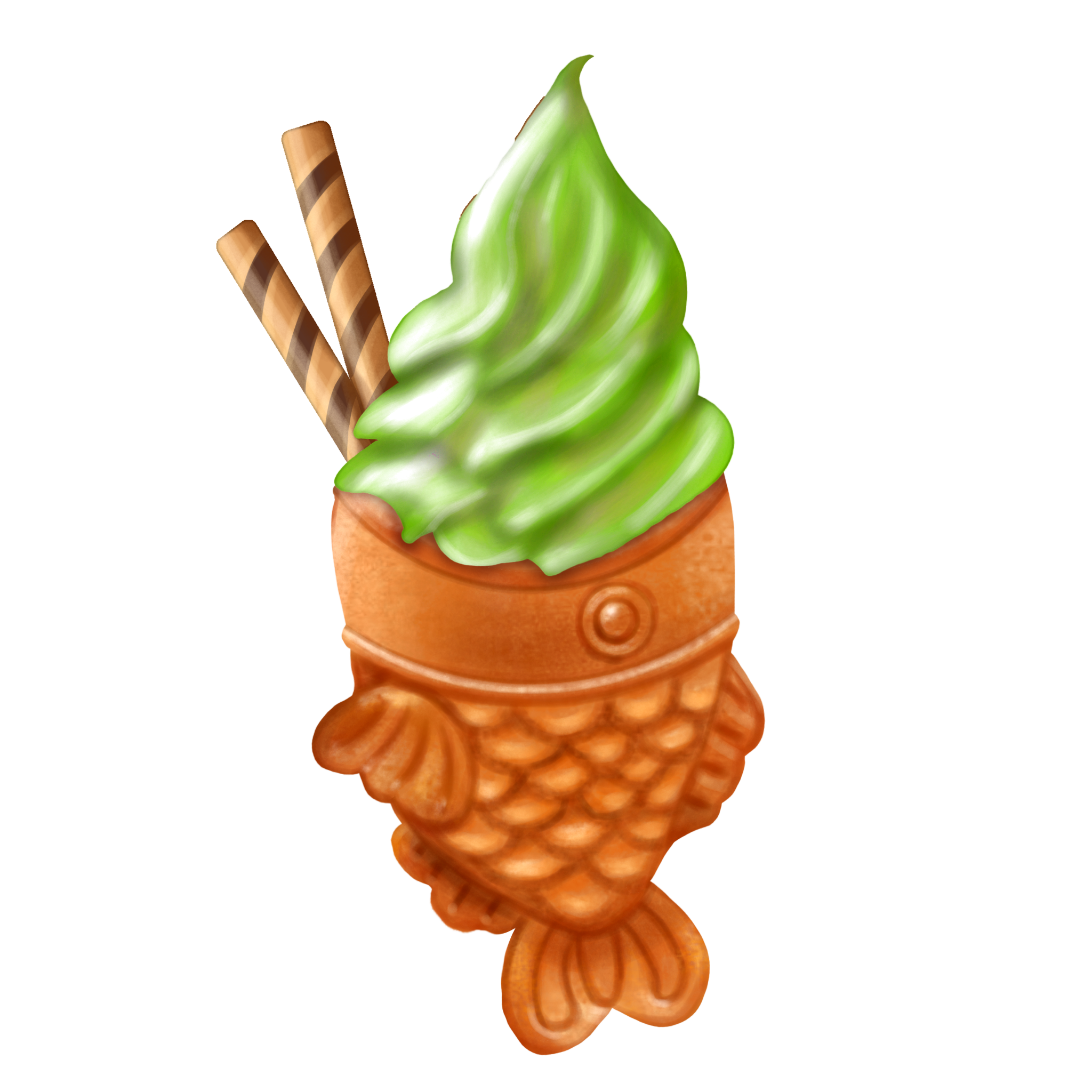 Taiyaki ice cream (Matcha) - ibisPaint