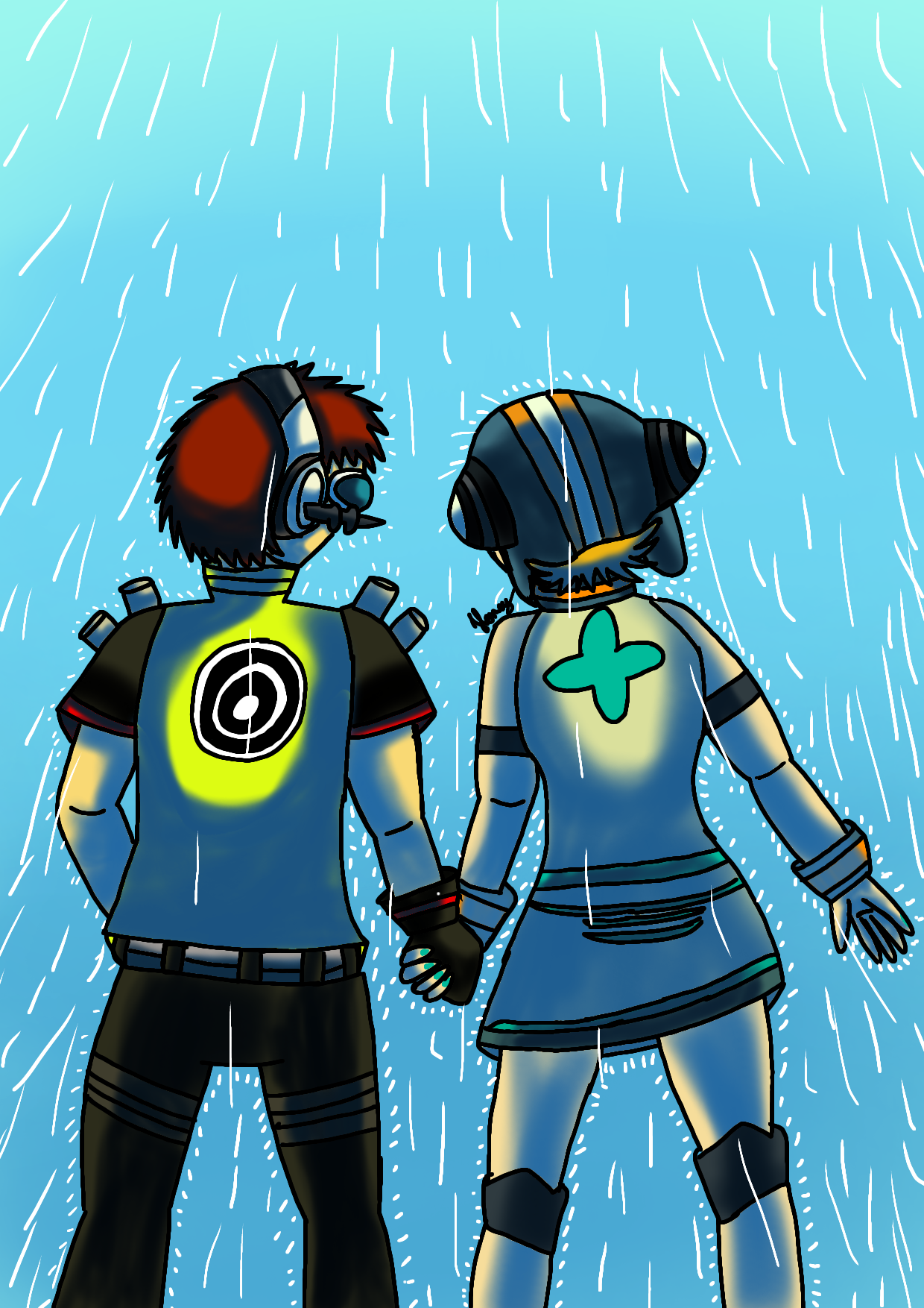 Two lovers in the rain (JSRF) - ibisPaint