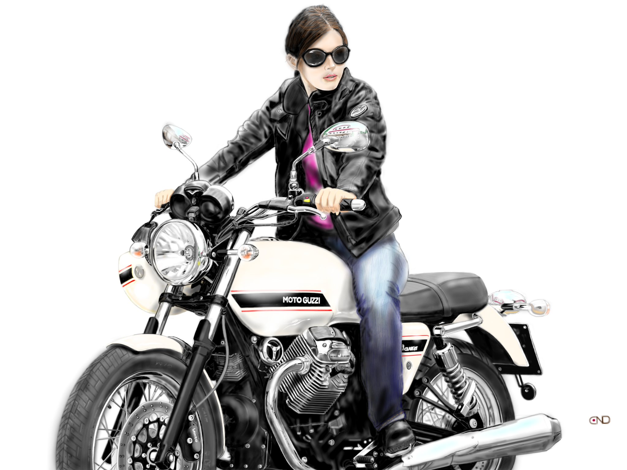 女性ライダー MOTO GUZZI V7 - ibisPaint