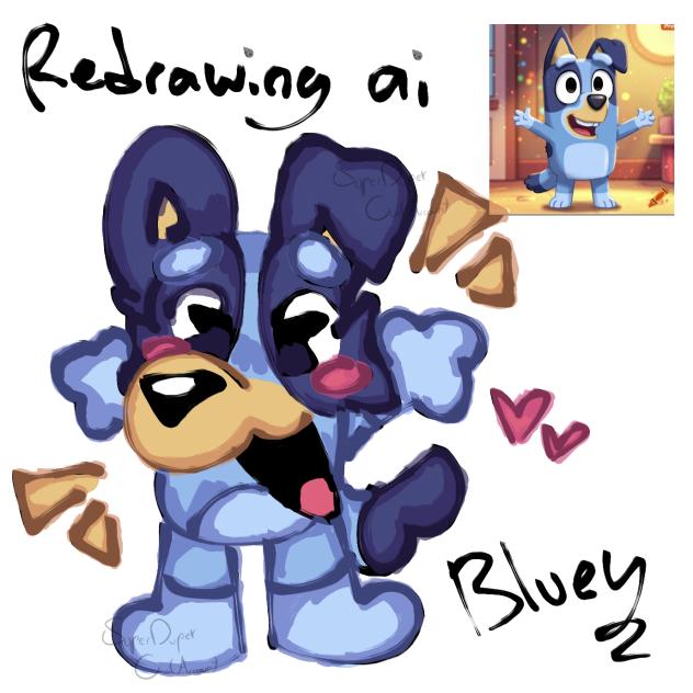 Redrawing ai generated bluey art - ibisPaint